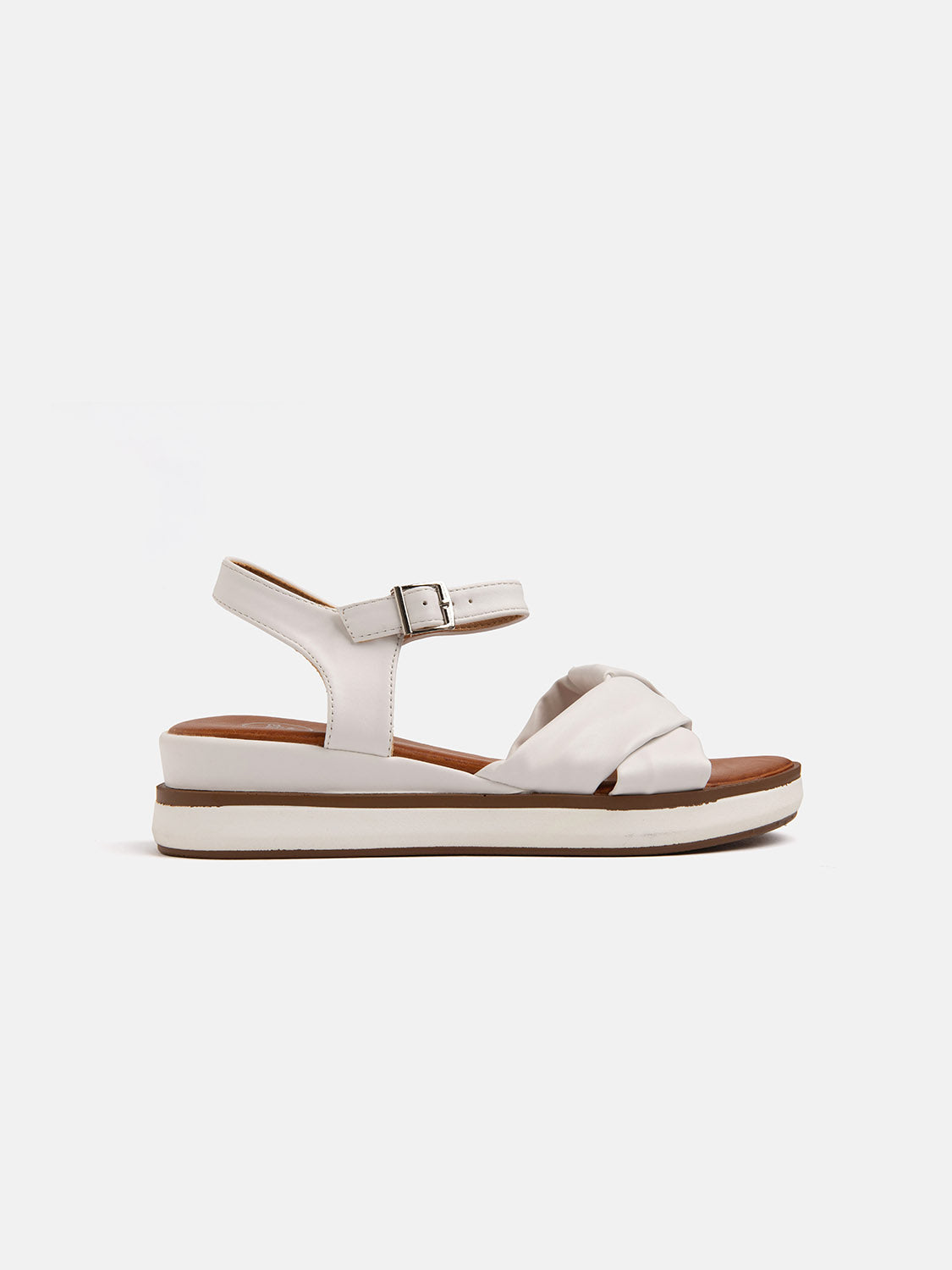 Low wedge sandal with crossed straps - WHITE – Noga Shoes