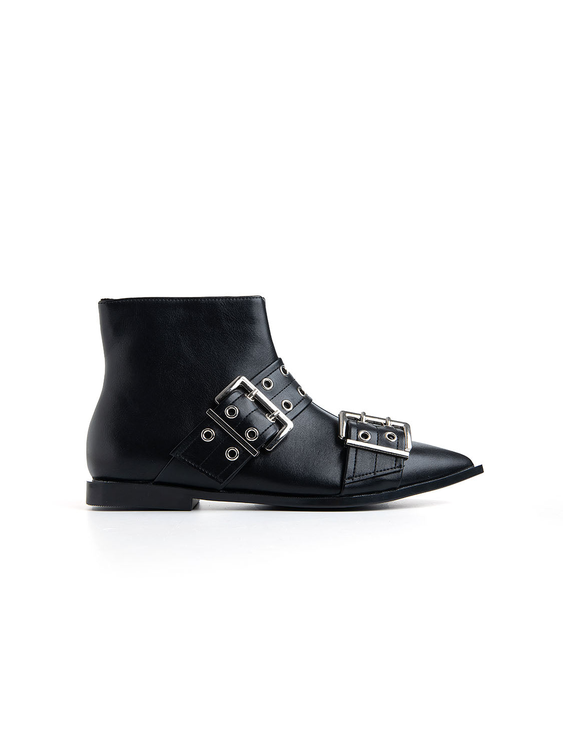 Tronchetto a punta con doppia maxi-fibbia - NERO – Noga Shoes