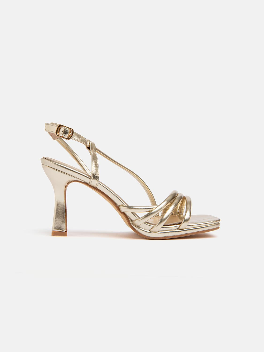 Sandal with heel and straps - GOLD – Noga Shoes