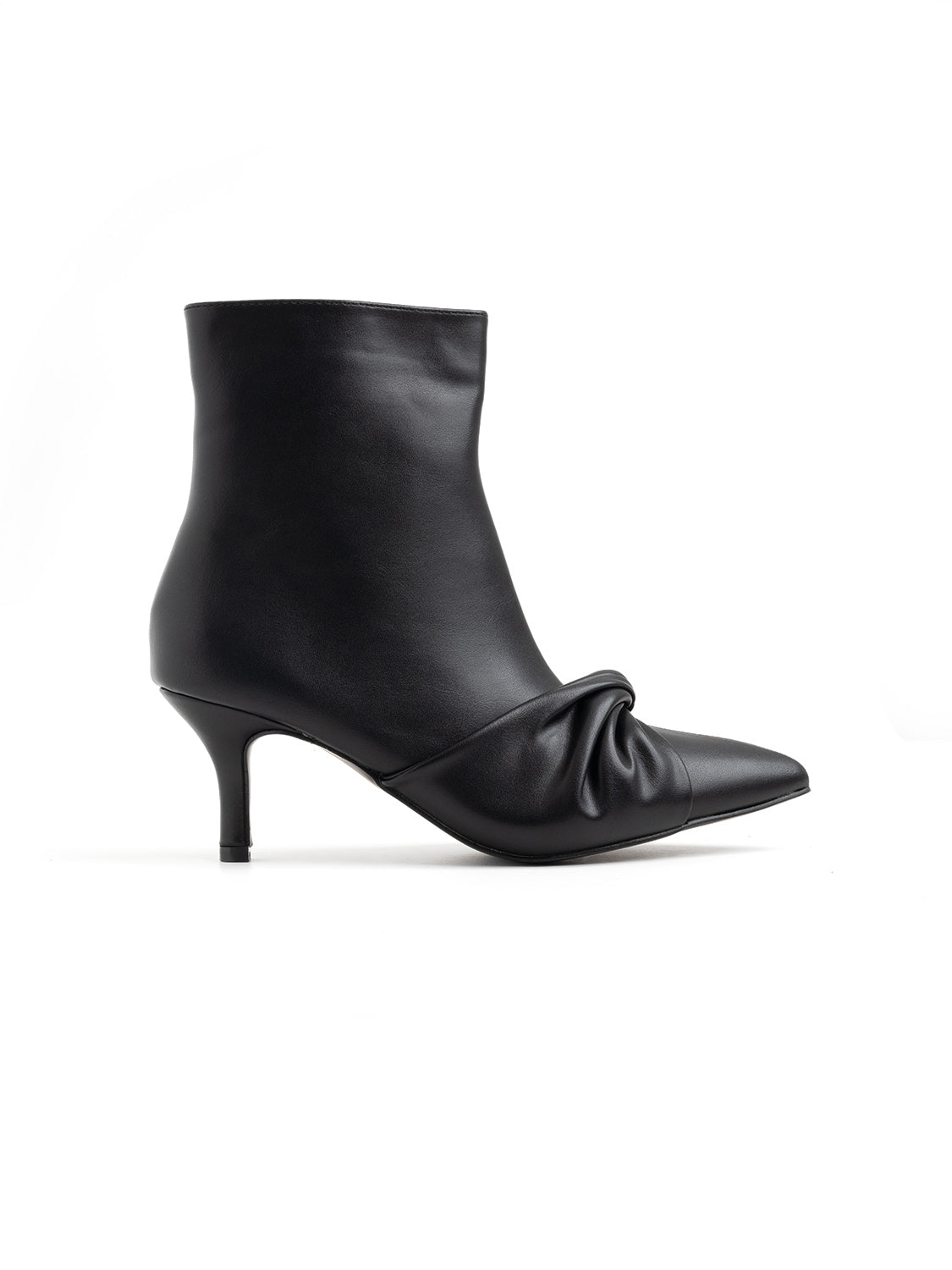 Pointed toe ankle boot with knot and stiletto heel - BLACK – Noga Shoes