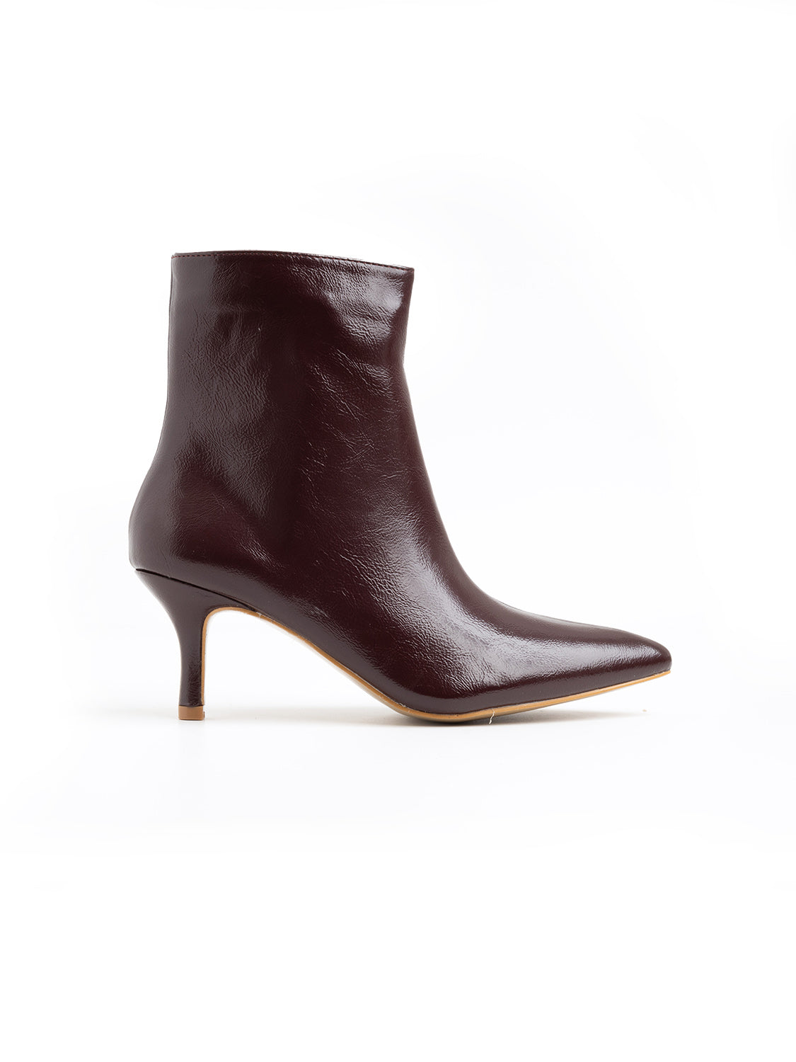 Pointed-toe patent leather ankle boot - WINE – Noga Shoes