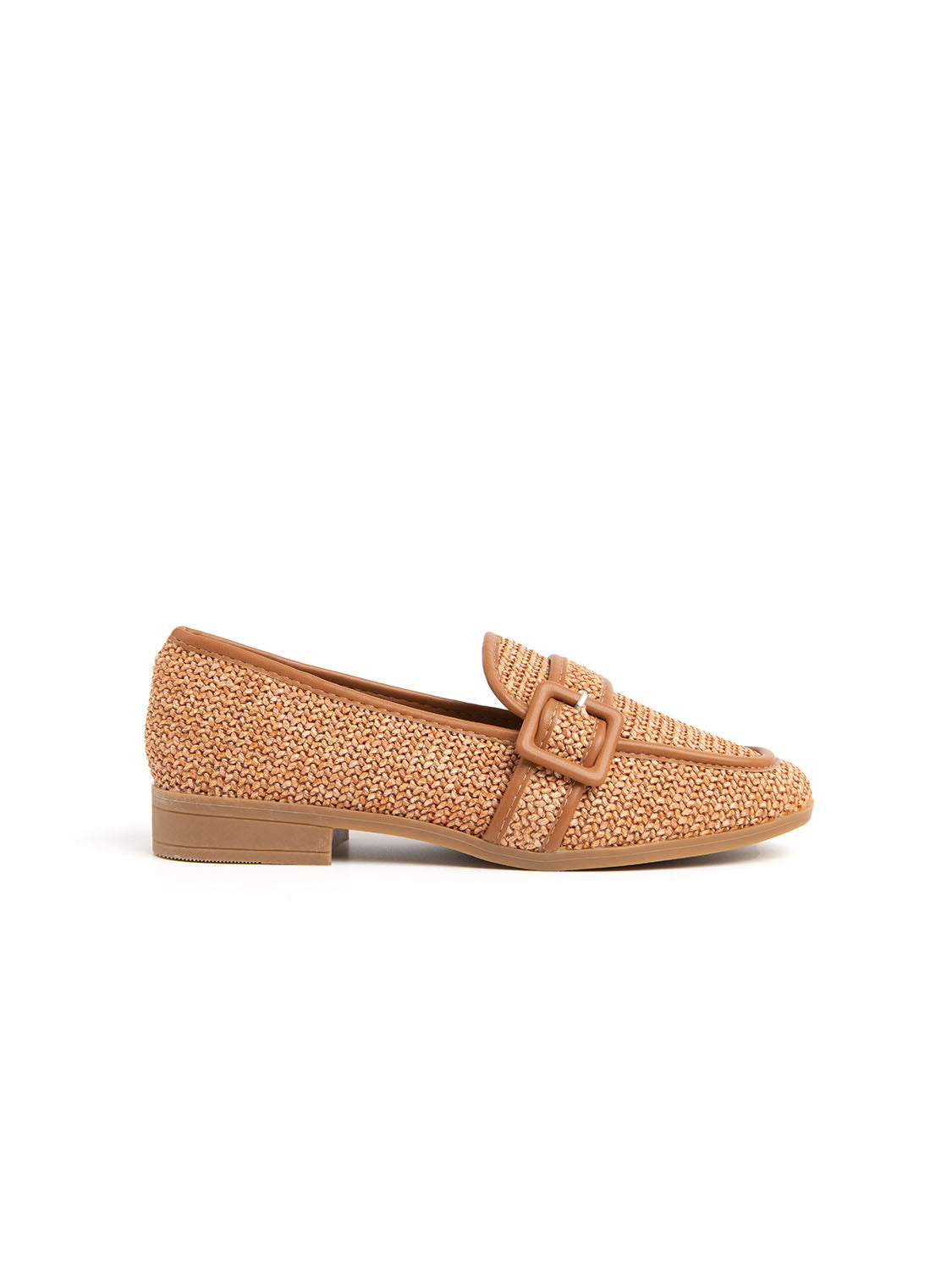 Raffia Buckle Moccasin - CAMEL – Noga Shoes
