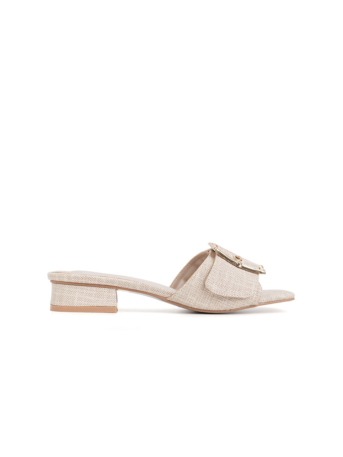 Ciabatta con maxi fibbia - BEIGE – Noga Shoes